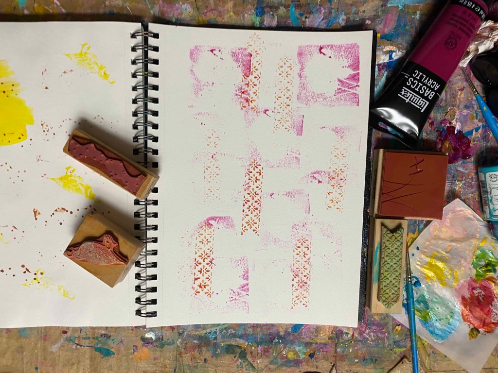 Using Ink Stamps for Painting Textures – A Painted Garden